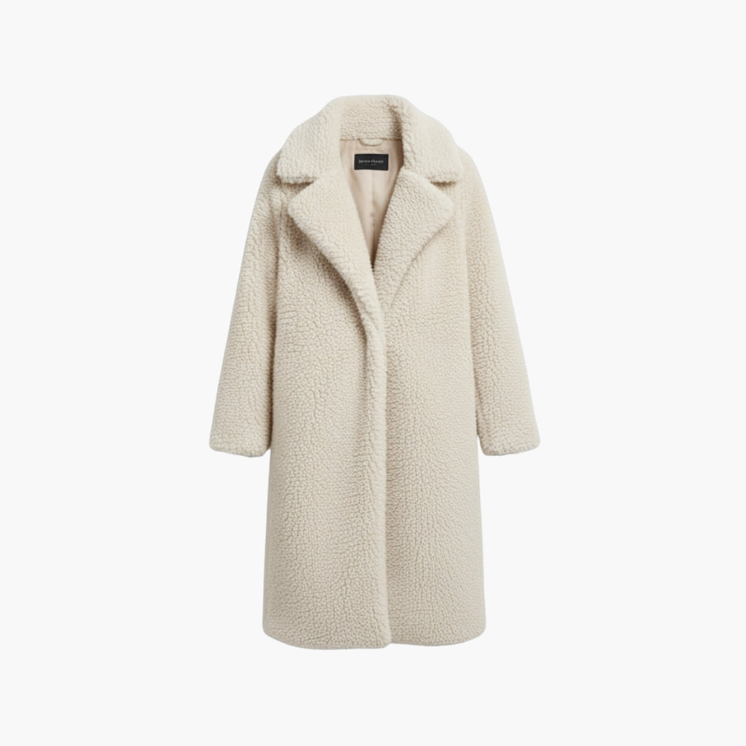 Women's Long Teddy Coat with Wide Collar and Side Pockets – Wilfred Smith