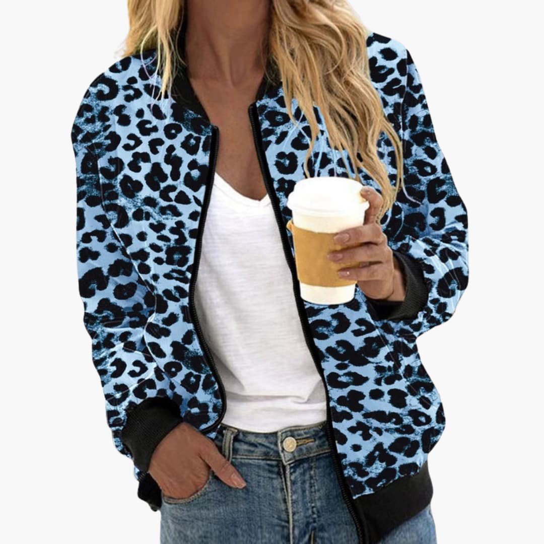 Women’s bomber jacket with front zip closure - long sleeves - elastic ...